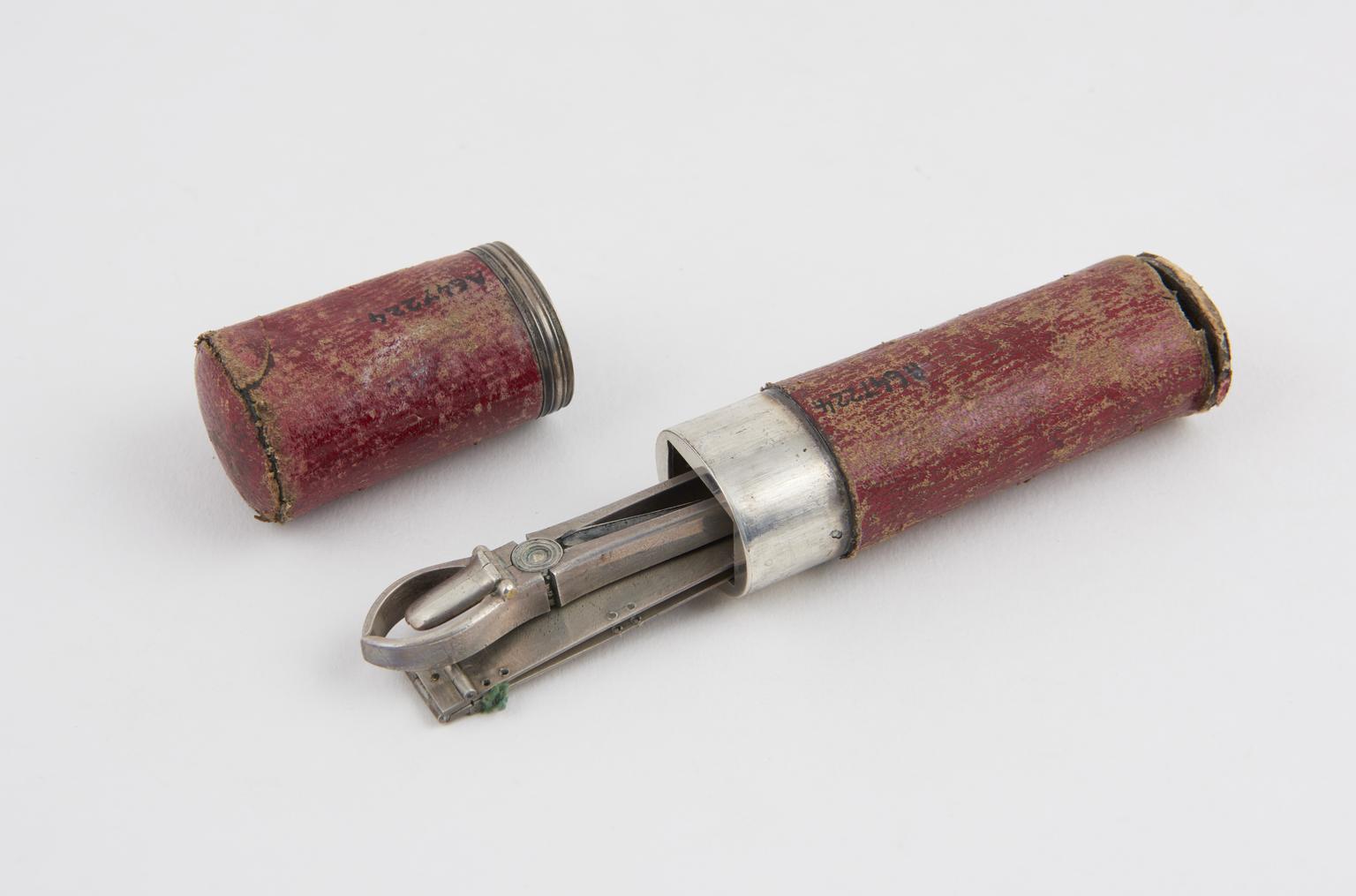 Two silver surgery tools, with leather and silver case | Science Museum ...