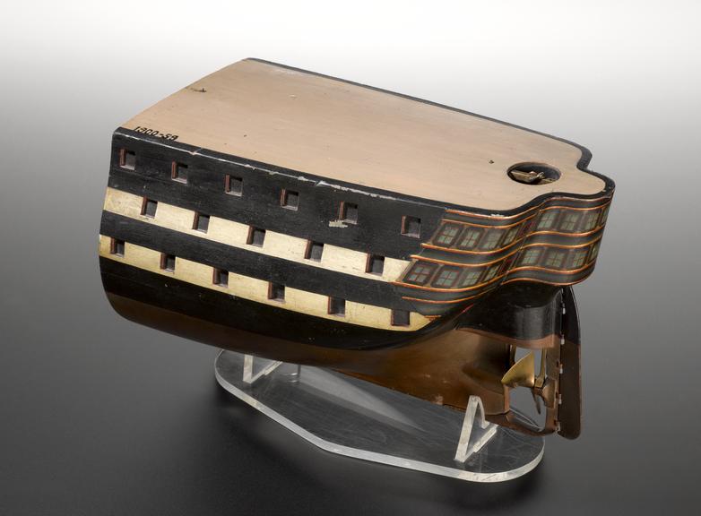 Stern model, demonstrating an arrangement for lifting auxilliary screw ...