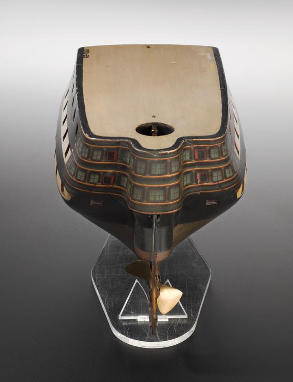 Stern model, demonstrating an arrangement for lifting auxilliary screw ...