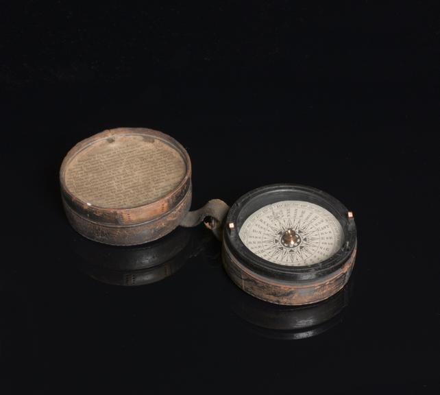 Leather-bound metal compass with ivory handle used by sledge parties on ...