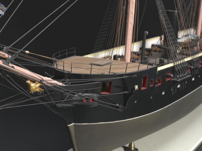 Rigged model of H.M.S. 'Highflyer', ship-rigged wooden corvette, with ...