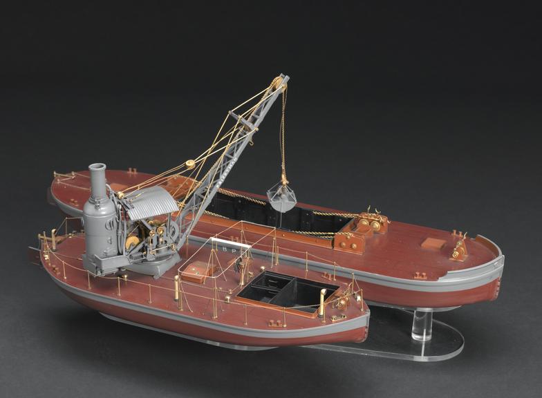 Model of Pontoon and Grab Dredger and Dumb Hopper Barge | Science ...