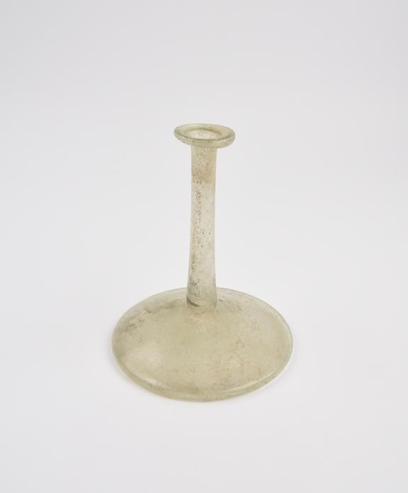 Glass flask with very flat body and long neck | Science Museum Group ...