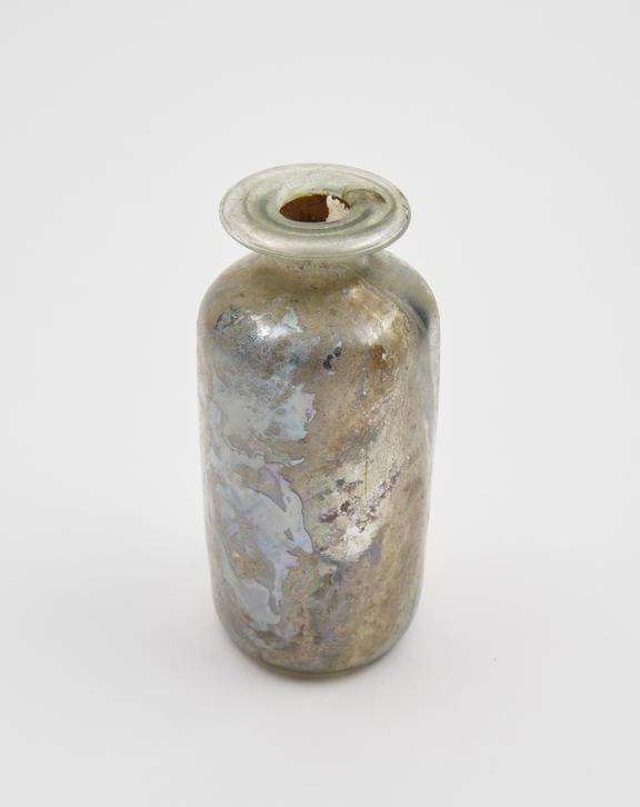 Glass bottle, cylindrical body, Roman, 251-450AD | Science Museum Group ...