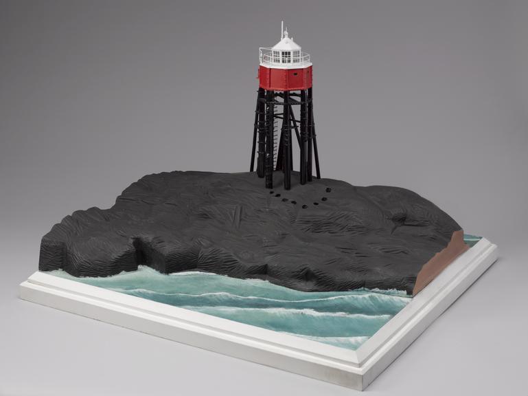 Model of the Smalls Lighthouse (1775-6) on a wood diorama base ...