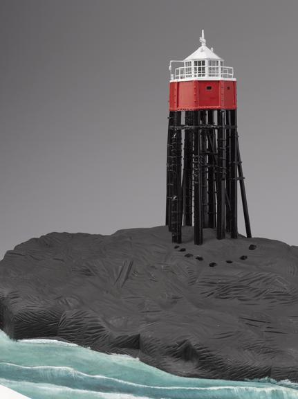 Model of the Smalls Lighthouse (1775-6) on a wood diorama base ...