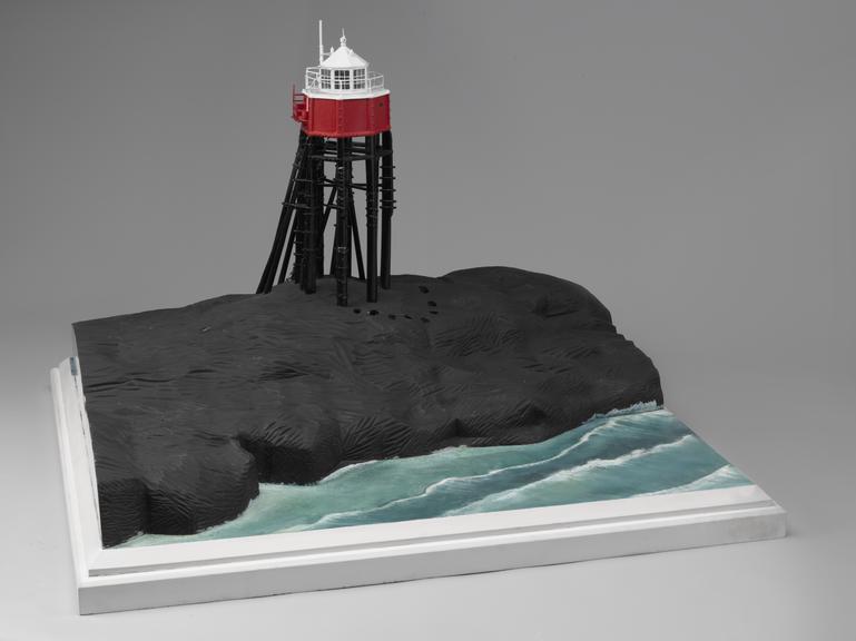 Model of the Smalls Lighthouse (1775-6) on a wood diorama base ...