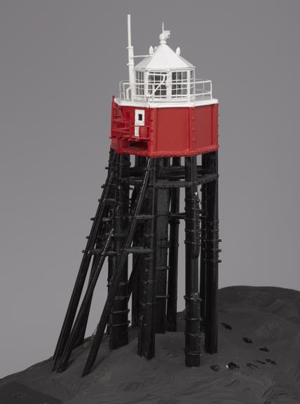 Model of the Smalls Lighthouse (1775-6) on a wood diorama base ...