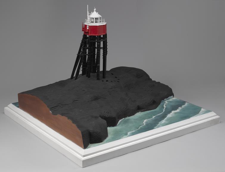 Model of the Smalls Lighthouse (1775-6) on a wood diorama base ...