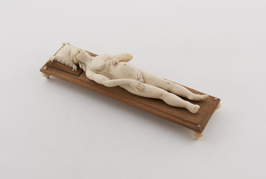 Anatomical female figure. A small ivory model with removable anterior ...