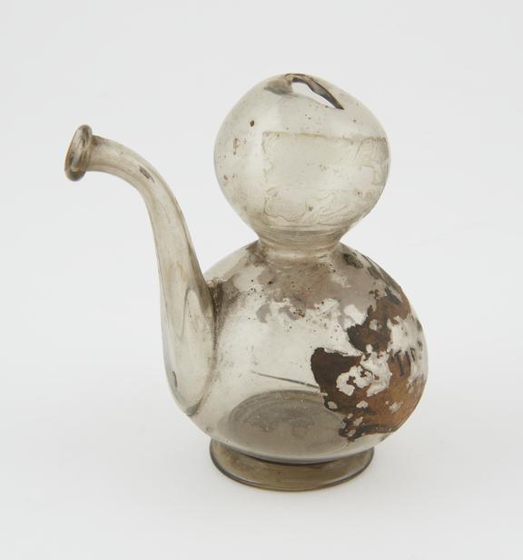 Glass flask with spout and painted inscription | Science Museum Group ...