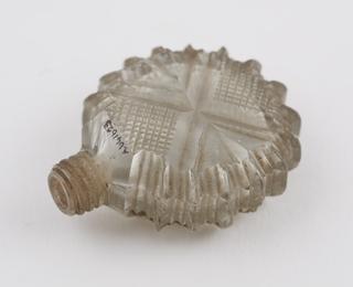 Glass perfume bottle, engraved patterns on body | Science Museum Group ...