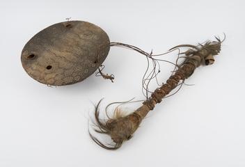 Wooden bowl lyre and drumstick | Science Museum Group Collection