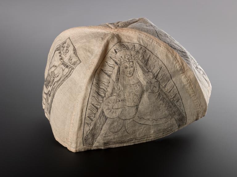 Linen skull cap printed with religious pictures | Science Museum Group ...
