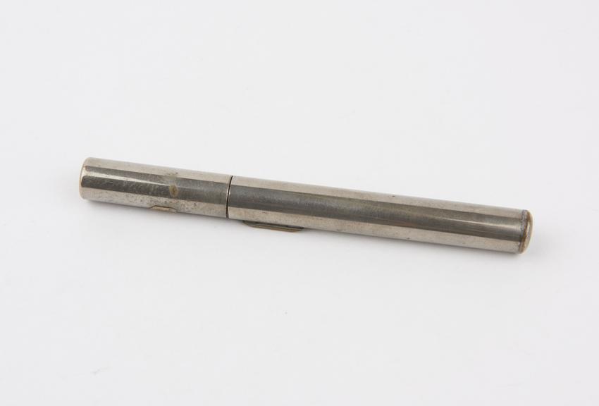 Early metal clinical thermometer case with screw on cap | Science ...