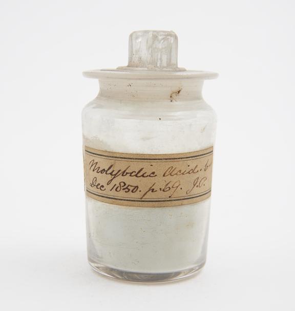 Molybdic acid. Partially purified. Prepared by Dr. Percy, 1850 ...