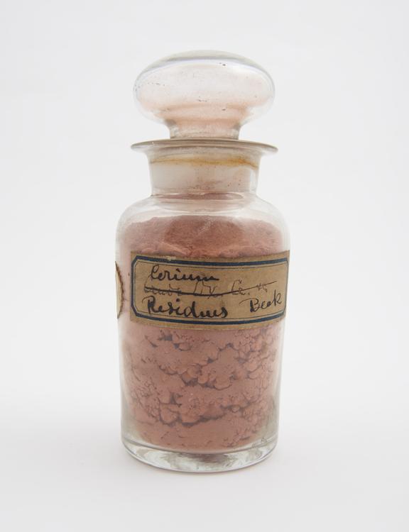 Cerium residues, consisting of brick-red powder | Science Museum Group ...