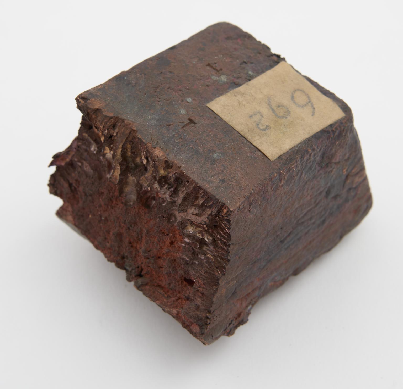 Set of seven specimens illustrating the process of copper refining ...