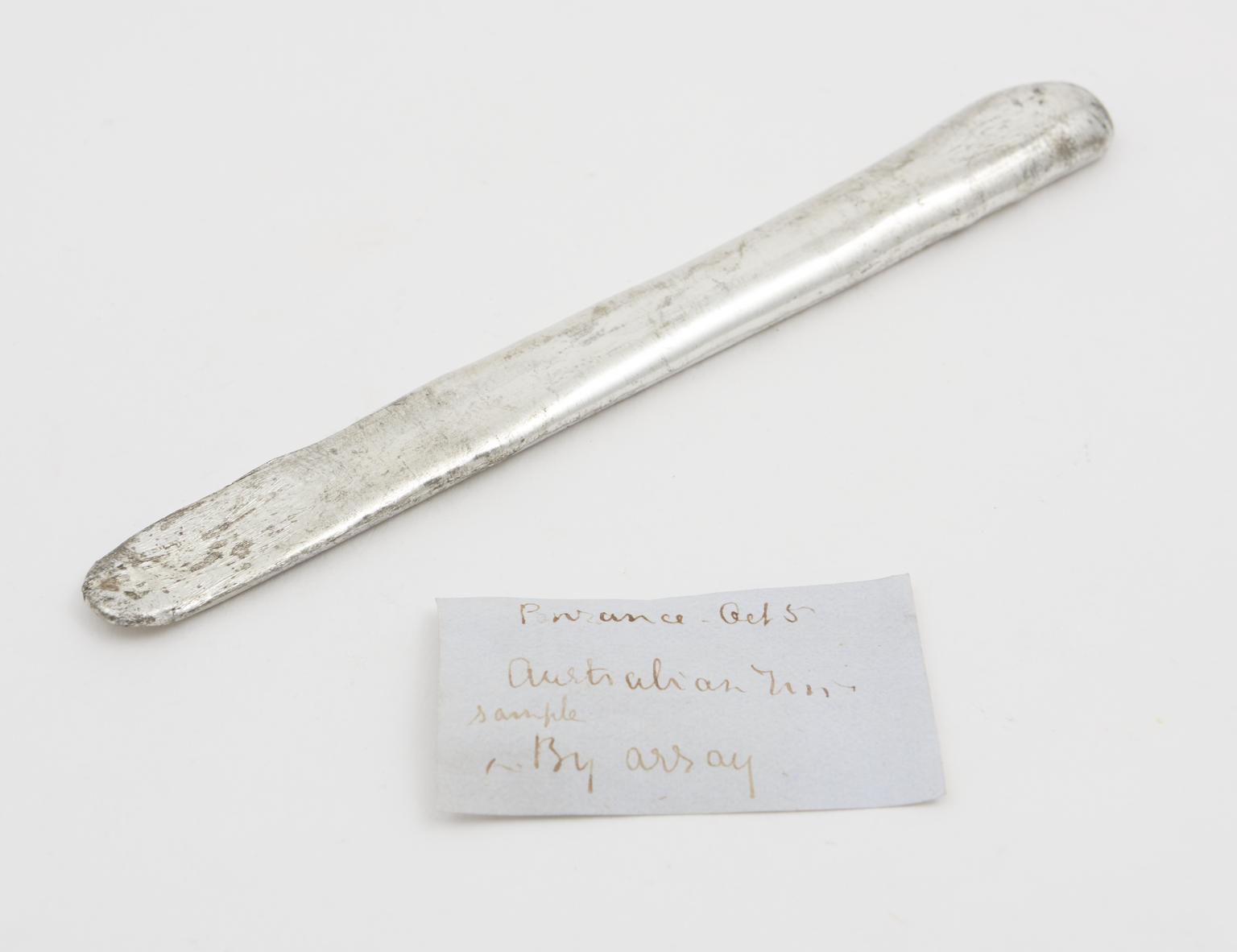 Sample of tin produced by assay from Australian tin ore. From the ...