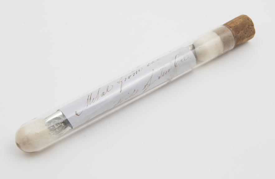 Sample of tin produced by assay, from large pits of tin ore obtained in ...