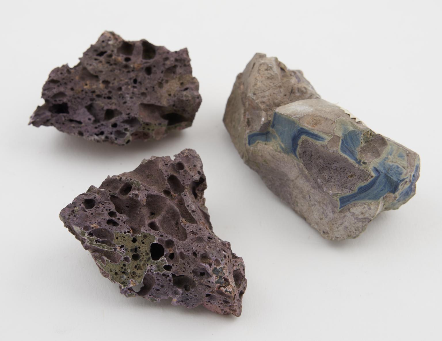 Pink-coloured iron slag, found on the road near Pontypool Iron Furnaces ...