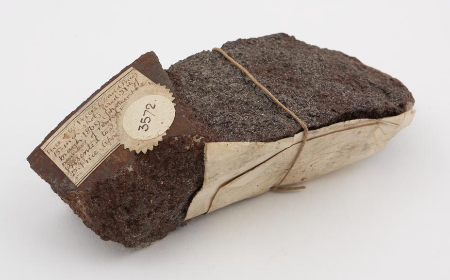 Piece of Dr. David Price's 15-inch shot, fired March 31st, 1869 ...