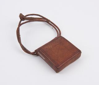 Square leather amulet case (higab/hijab) | Science Museum Group Collection