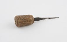 Surgical instrument consisting of flattened metal spike fixed into ...