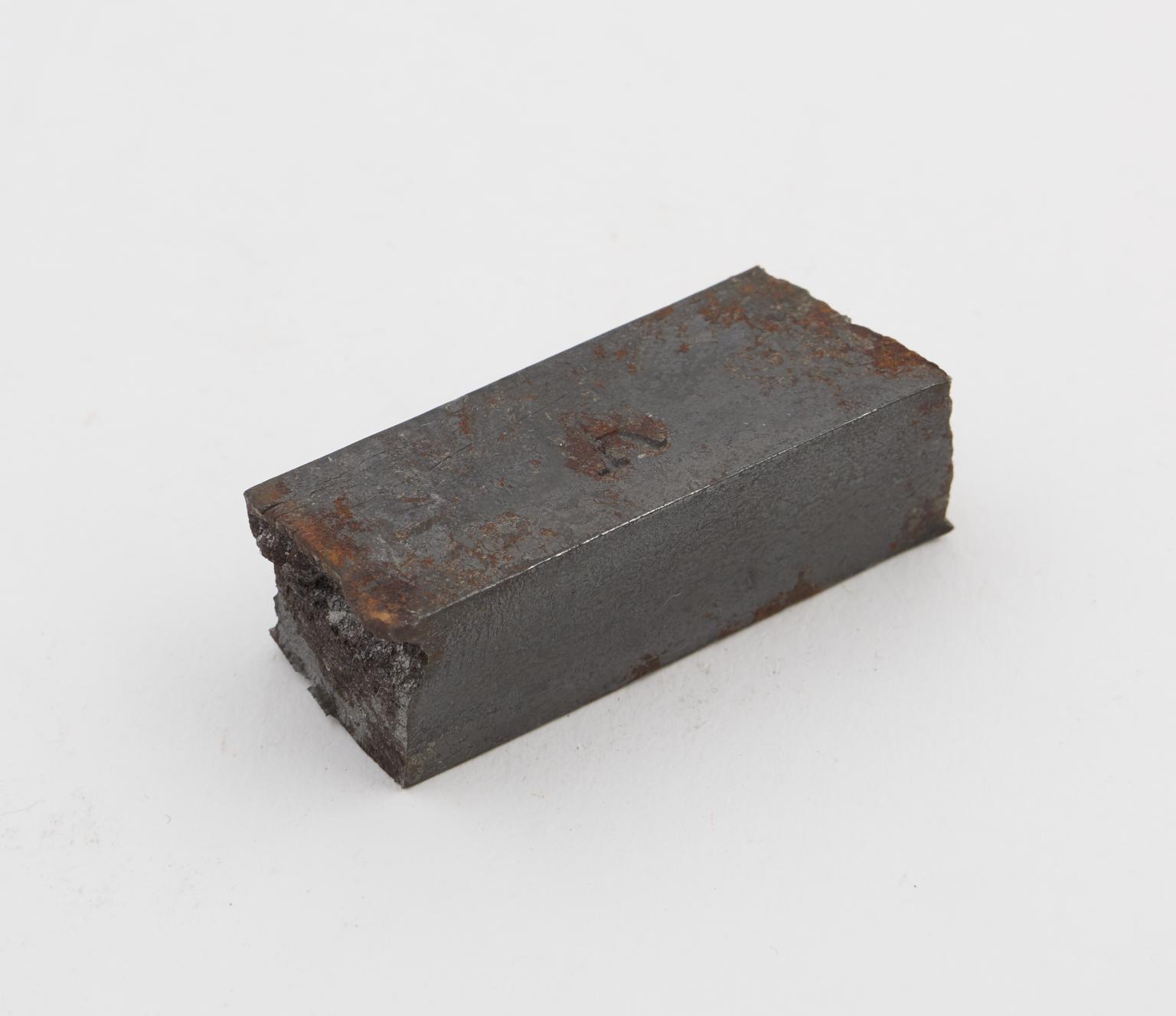 Sample of red short steel marked "R", and of mild steel marked "A ...