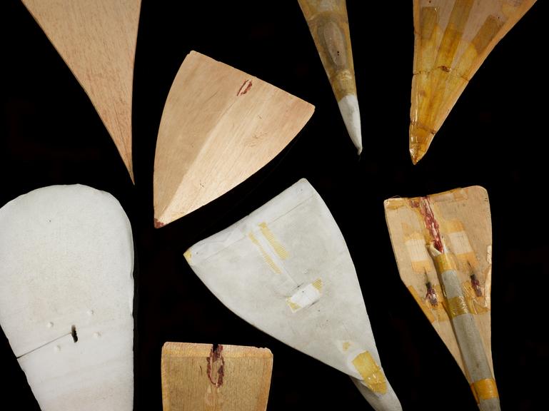 37 wing models used during the investigation of the Concorde wing shape ...