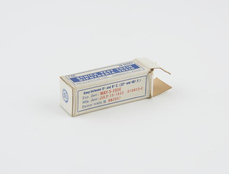 Box containing one vial of Schick Test Diphtheria toxin | Science ...