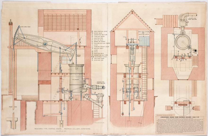 Two drawings of the Pentrich Colliery Pumping Engine | Science Museum ...