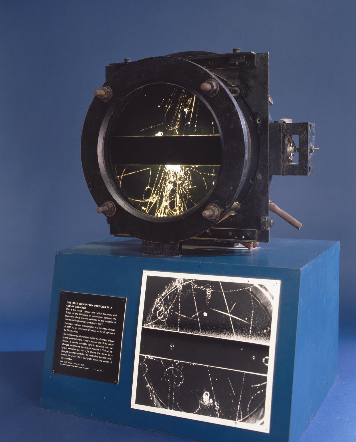 Cloud chamber used by Rochester and Butler for the first photographs of ...