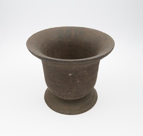 Large chalice-shaped iron mortar | Science Museum Group Collection