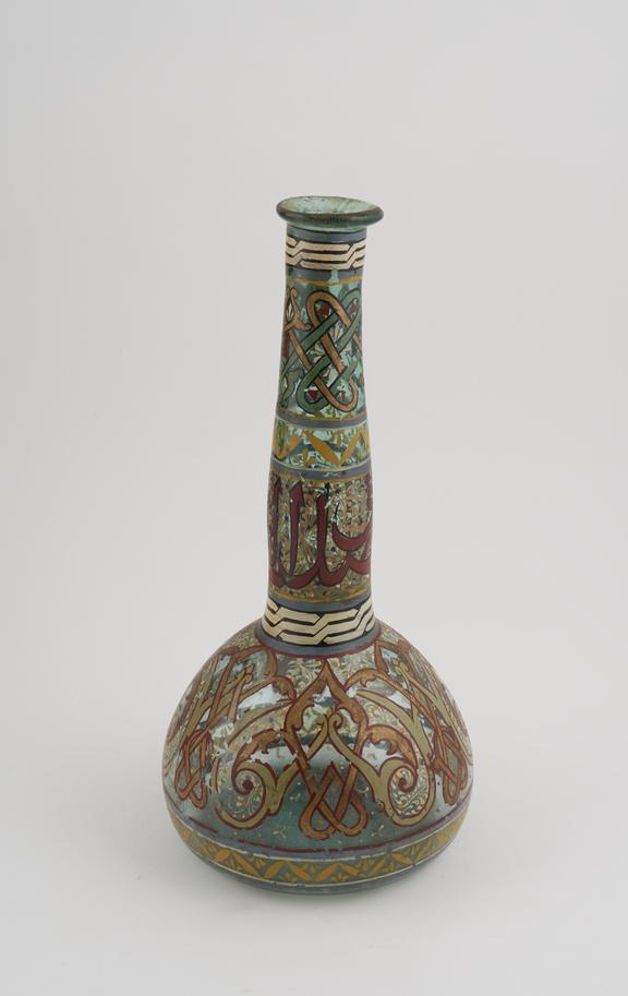 Bottle with painted Arabic motifs | Science Museum Group Collection