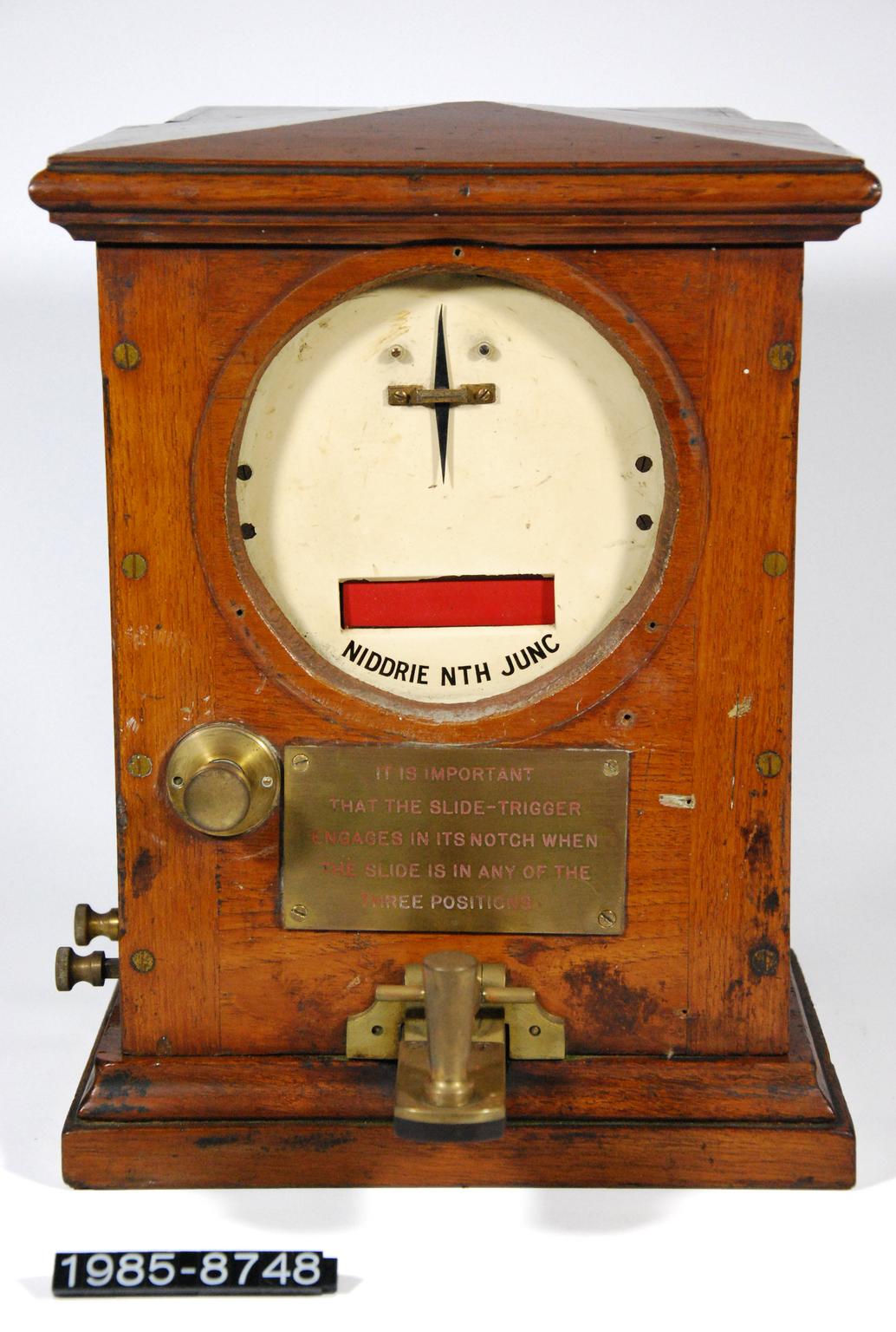 Telegraph block instrumet; "Niddrie North Junction"; made by W R Sykes ...