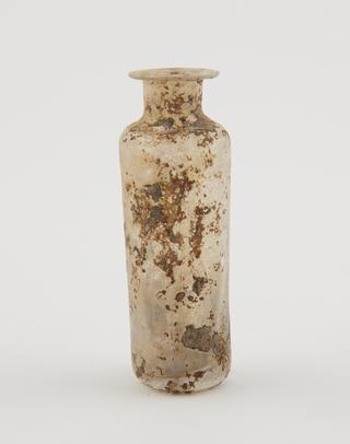 Glass bottle, cylindrical, weathered | Science Museum Group Collection