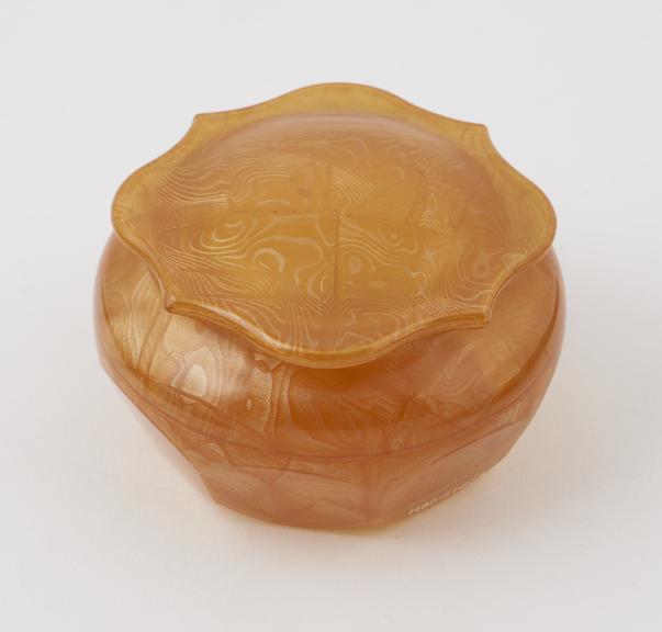 Circular dressing table cellulose nitrate box in imitation Loetz ...