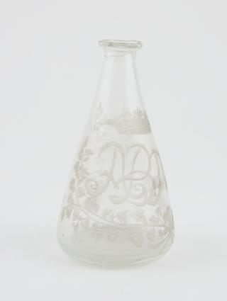 Conical glass flask with monogram A B M | Science Museum Group Collection