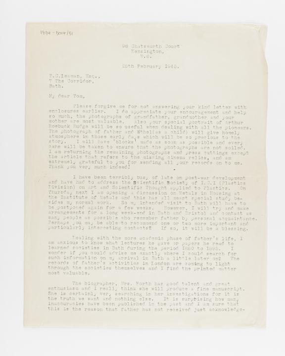 letter from Graham Friese-Greene to T C Leaman | Science Museum Group ...