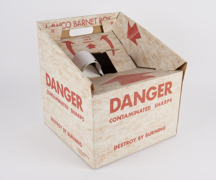 Cardboard box for hospital waste | Science Museum Group Collection