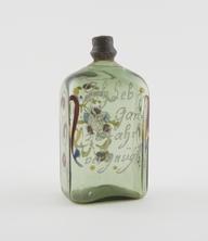 Painted green glass liquor bottle | Science Museum Group Collection
