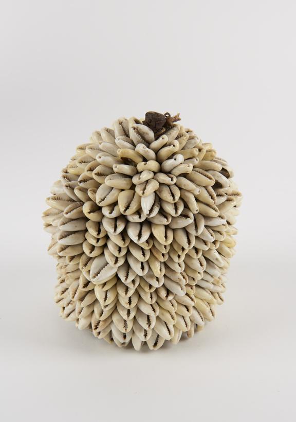 Leather container covered entirely with cowrie shells, Nigeria, 1850 ...