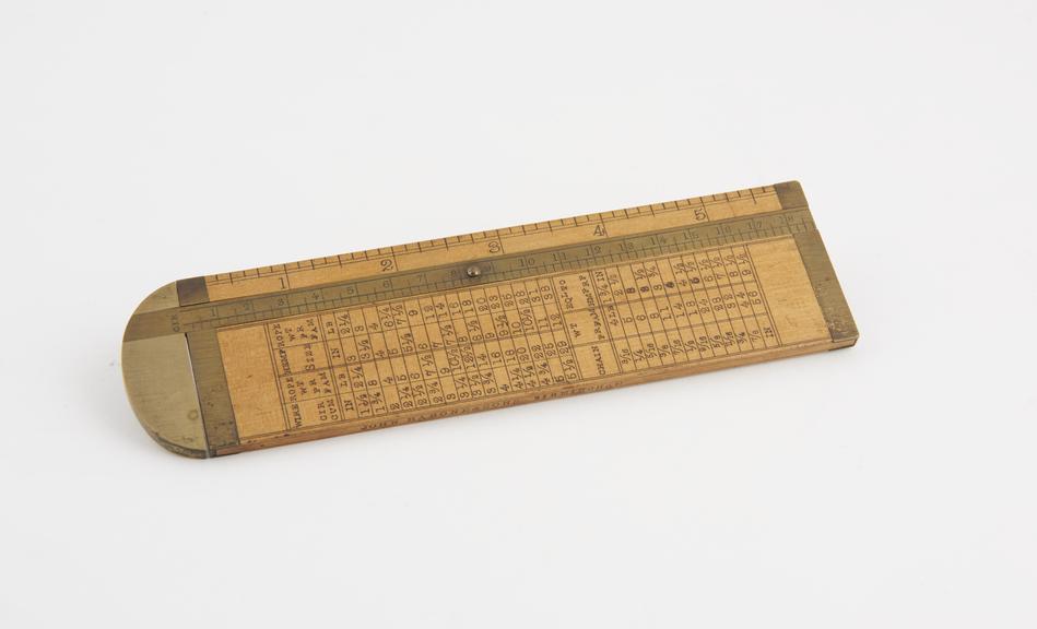 Nautical slide rule for weights of wire | Science Museum Group Collection