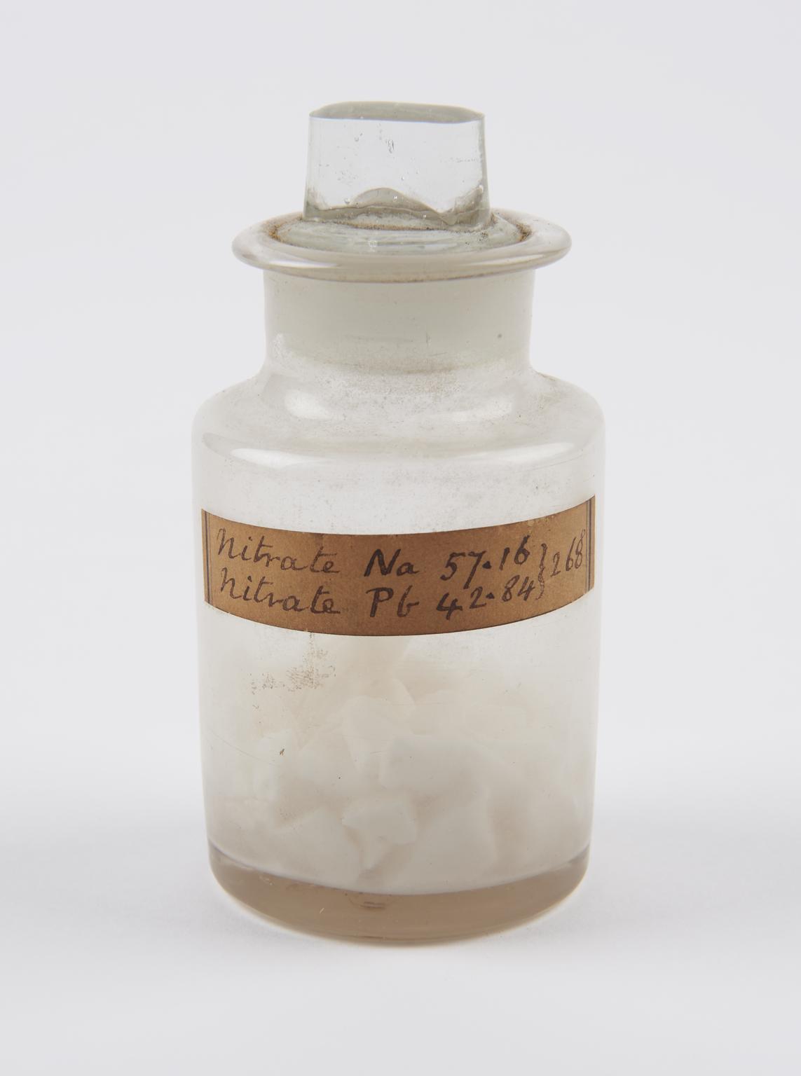 Bottle of eutectic alloy of potassium nitrate and lead nitrate ...
