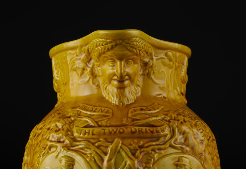 Ceramic jug depicting 'The Two Drivers' Coach and locomotive | Science ...