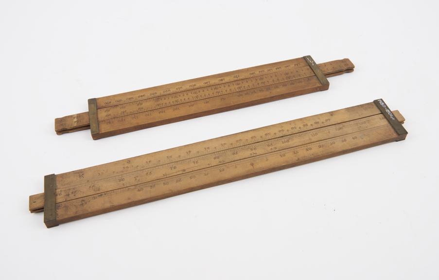 Two wooden slide rules with identical scales | Science Museum Group ...