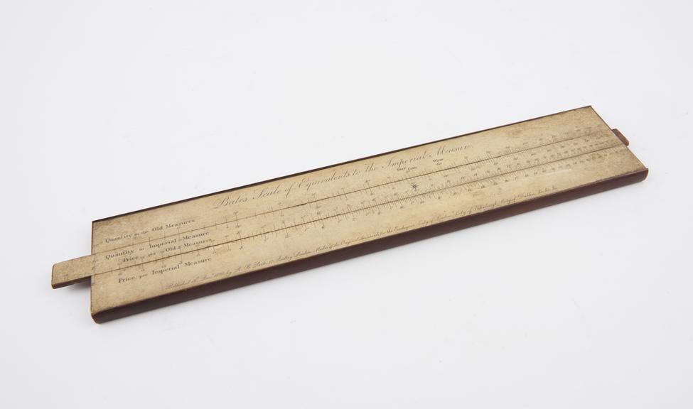 Scale inscribed "Bate's scale of equivalents to the Imperial measure ...