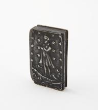 Tinder-box (length 1 7/8 in); rectangular; lid hinged at back; steel on ...