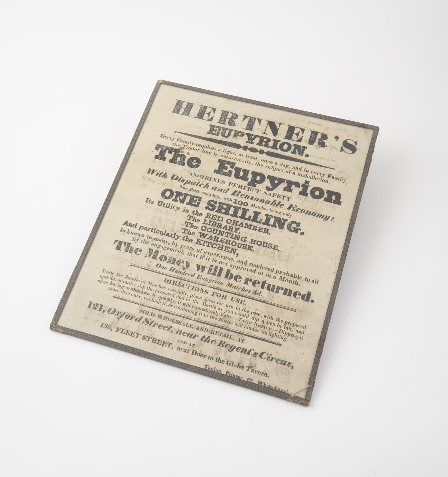 Leaflet (11 1/4 x 9 ins) advertising Hertner's Euperion | Science ...